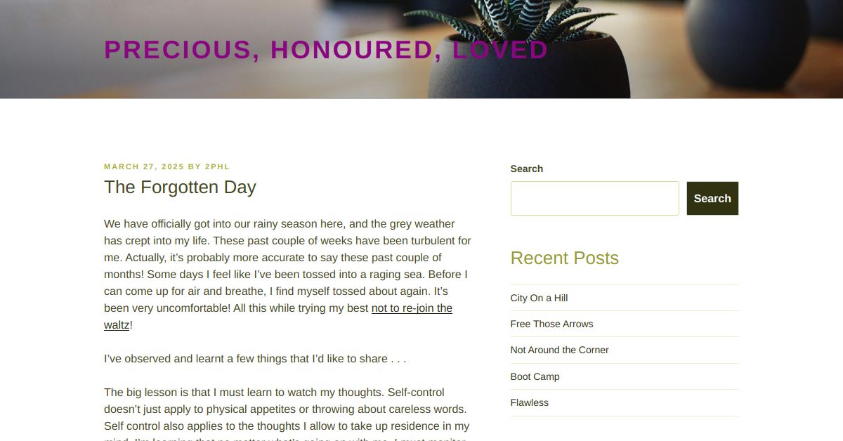 The Forgotten Day – Precious, Honoured, Loved